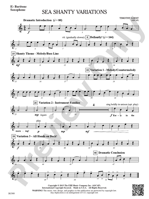 Sea Shanty Variations: E-flat Baritone Saxophone: E-flat Baritone ...