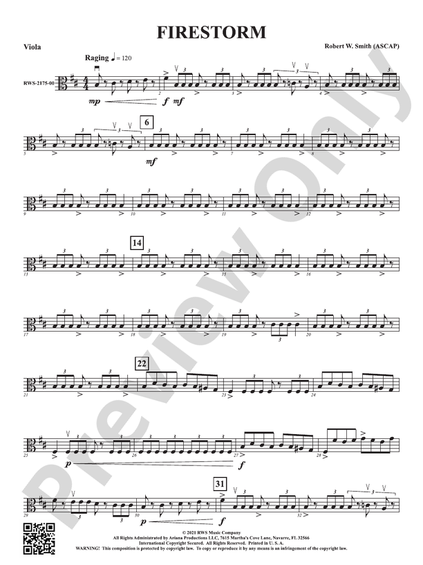 Firestorm: Viola: Viola Part: Robert W. Smith - Digital Sheet Music ...