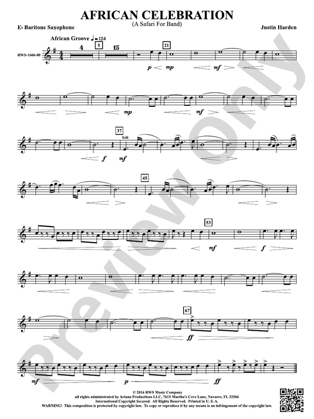 African Celebration - A Safari for Band: E-flat Baritone Saxophone: E ...