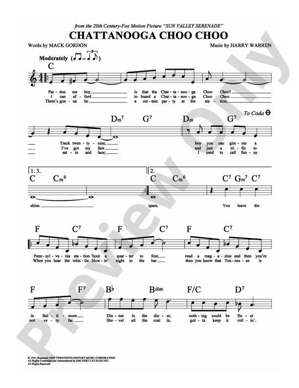 Chattanooga Choo Choo: Lead Sheet: Glenn Miller - Digital Sheet Music ...