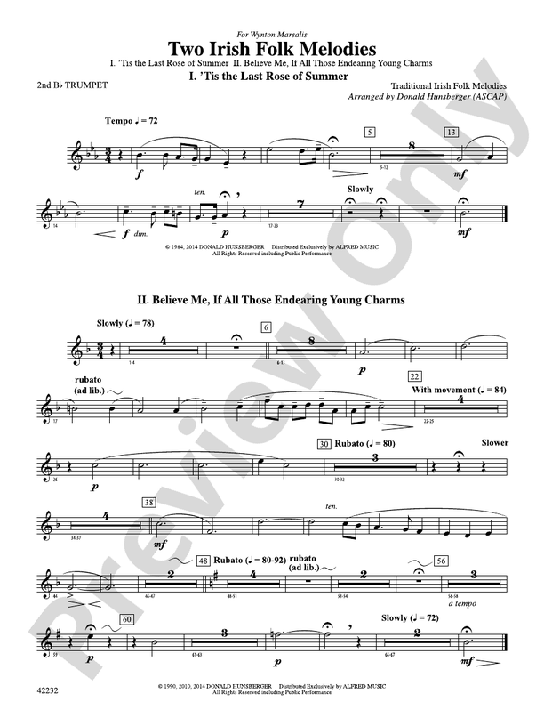 Two Irish Folk Melodies: 2nd B-flat Trumpet: 2nd B-flat Trumpet Part - Digital Sheet Music Download