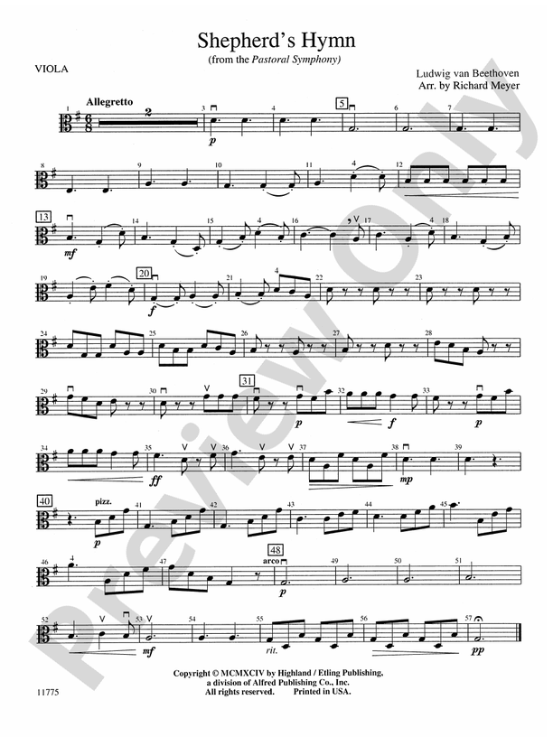Shepherd's Hymn: Viola: Viola Part - Digital Sheet Music Download