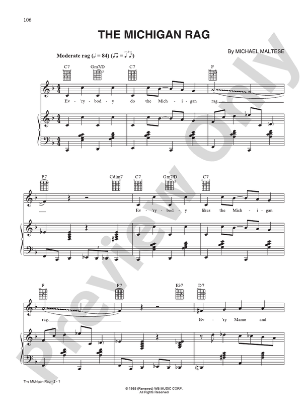 The Michigan Rag (from "Merrie Melodies & Looney Tunes"): Piano/Vocal ...