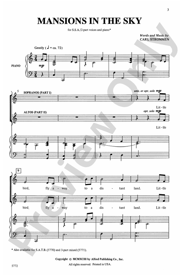Mansions in the Sky: 2-Part/SSA Choral Octavo: Carl Strommen - Digital ...