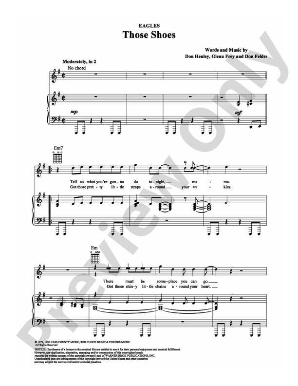 Those Shoes: Piano/Vocal/Chords: Eagles - Digital Sheet Music Download