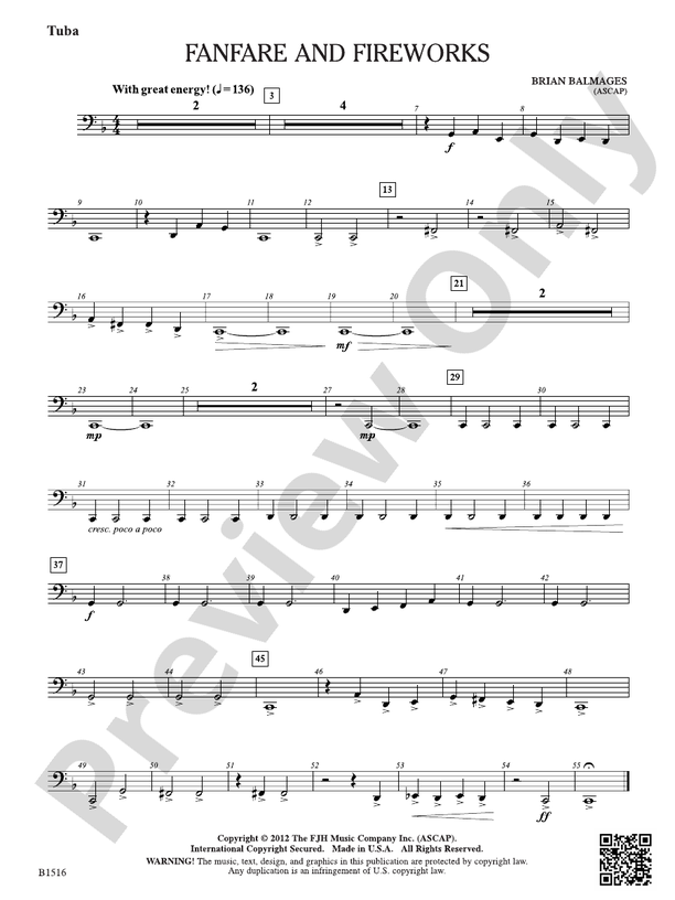 Fanfare and Fireworks: Tuba: Tuba Part: Brian Balmages - Digital Sheet ...