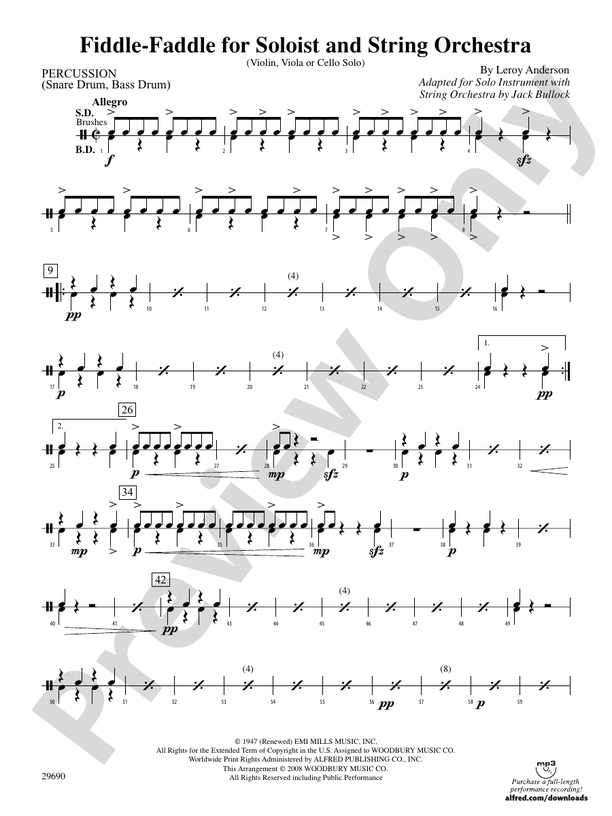 Fiddle-Faddle (for Soloist and String Orchestra): 1st Percussion: 1st ...