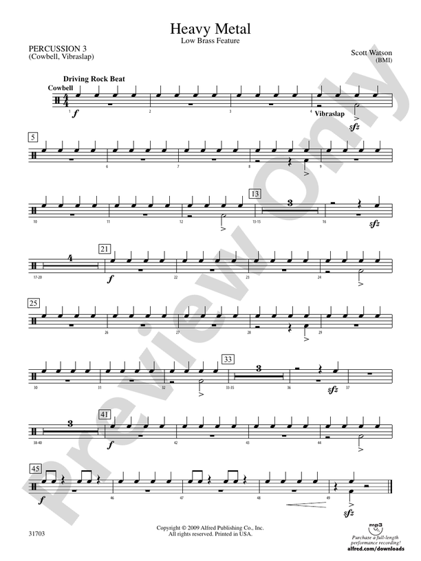 Heavy Metal: 3rd Percussion: 3rd Percussion Part - Digital Sheet Music Download