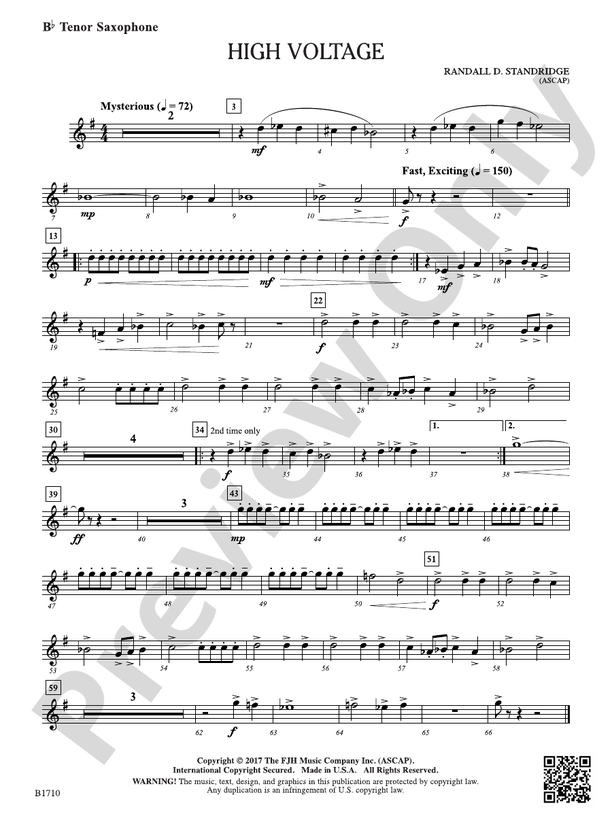 High Voltage: B-flat Tenor Saxophone: B-flat Tenor Saxophone Part ...