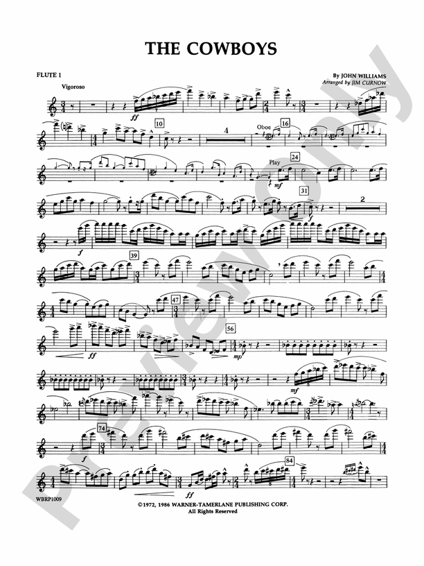 The Cowboys: Flute: Flute Part - Digital Sheet Music Download
