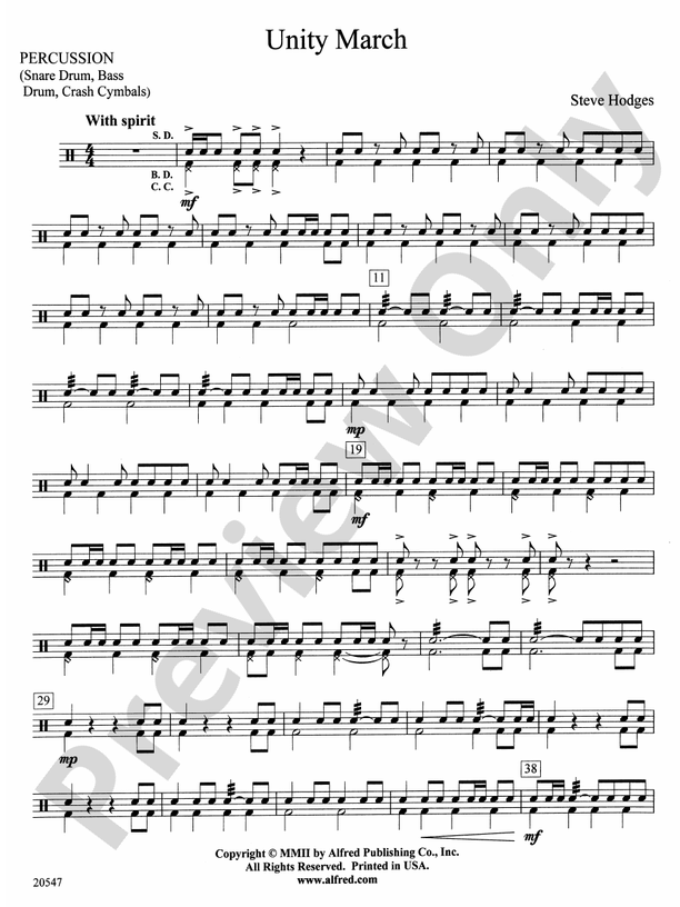 Unity March: 1st Percussion: 1st Percussion Part - Digital Sheet Music ...