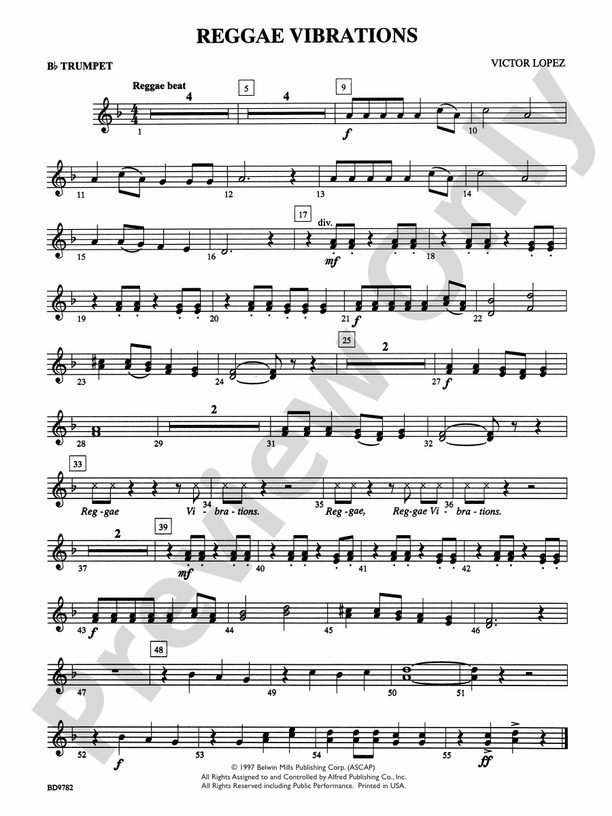 Reggae Vibrations: 1st B-flat Trumpet: 1st B-flat Trumpet Part ...