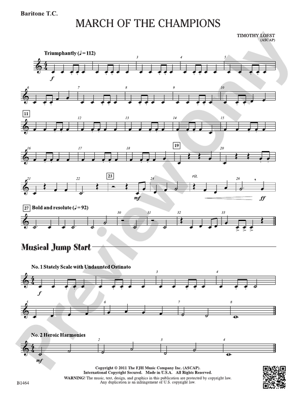 March of the Champions: Baritone T.C.: Baritone T.C. Part: Timothy ...