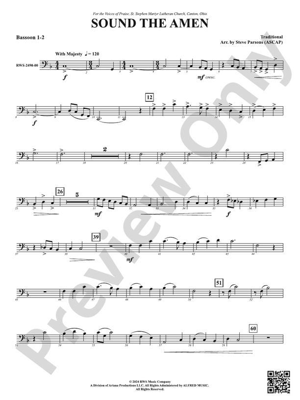 Sound the Amen: 1st & 2nd Bassoon: 1st & 2nd Bassoon Part - Digital ...