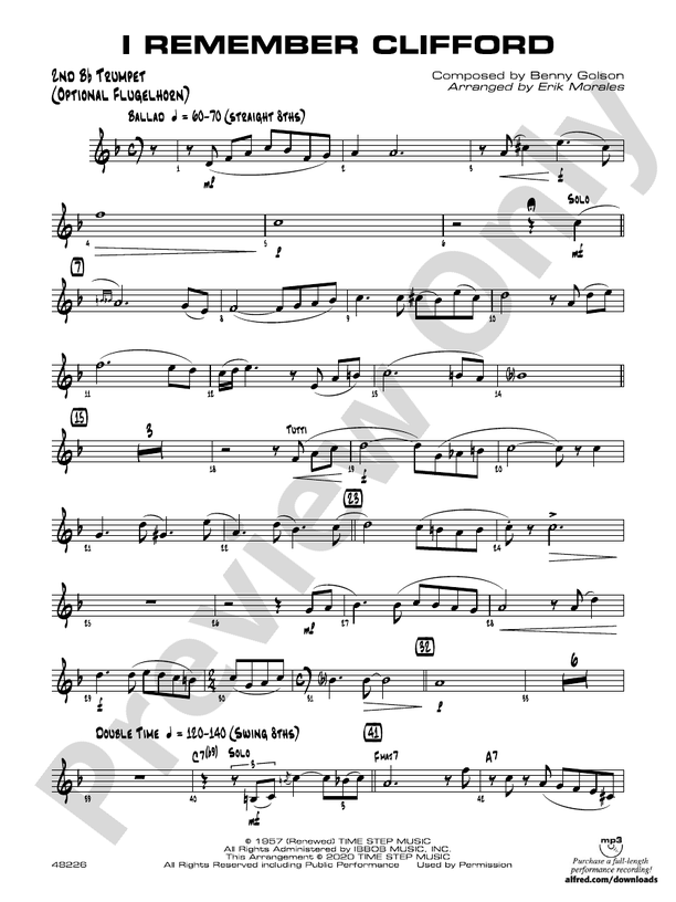 I Remember Clifford: 2nd B-flat Trumpet: 2nd B-flat Trumpet Part ...