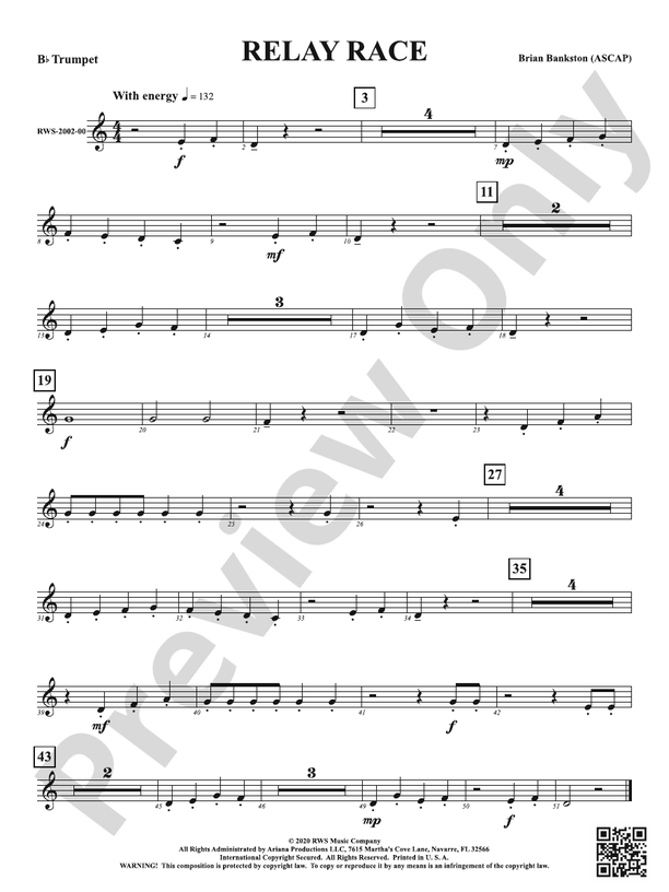 Relay Race: 1st B-flat Trumpet: 1st B-flat Trumpet Part: Brian Bankston ...