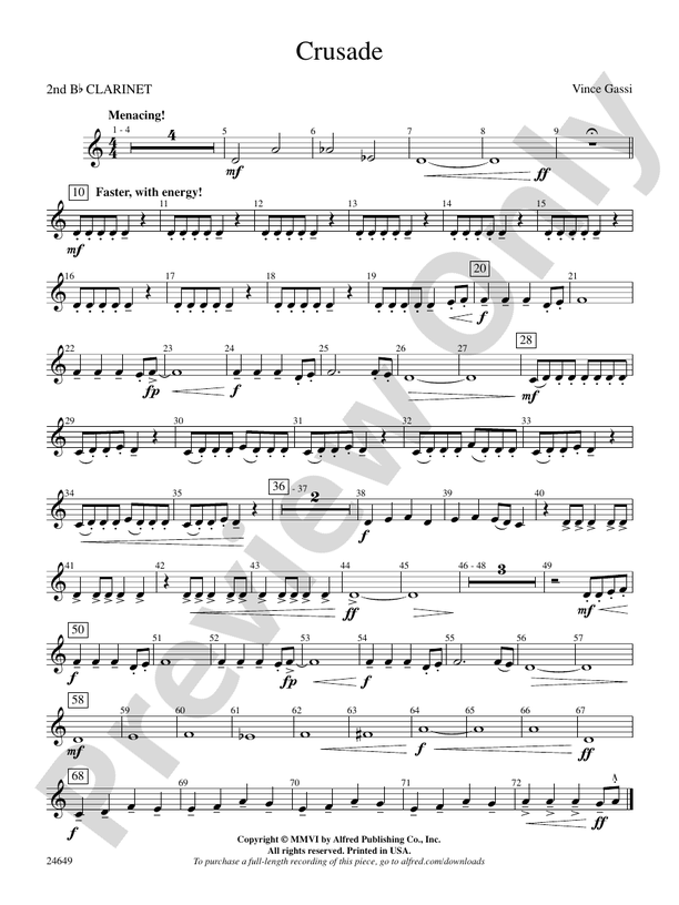 Crusade: 2nd B-flat Clarinet: 2nd B-flat Clarinet Part - Digital Sheet ...