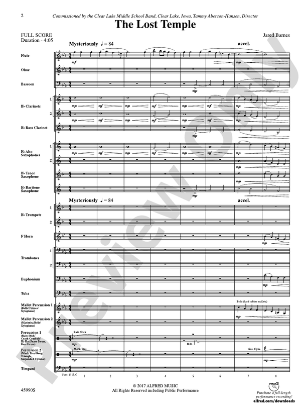 The Lost Temple: Score: Concert Band Score - Digital Sheet Music Download