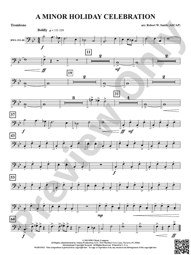 A Minor Holiday Celebration: 1st Trombone: 1st Trombone Part - Digital ...
