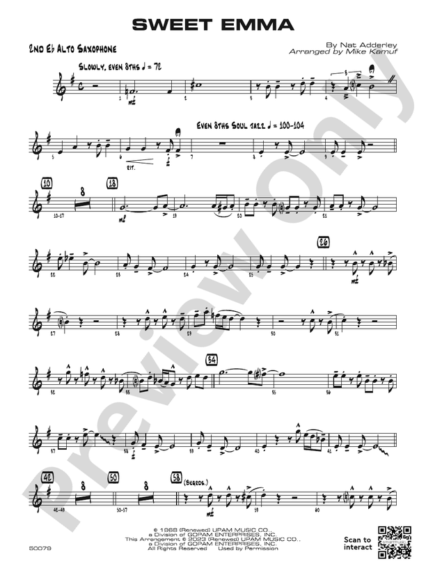 Sweet Emma: 2nd E-flat Alto Saxophone: 2nd E-flat Alto Saxophone Part - Digital Sheet Music Download