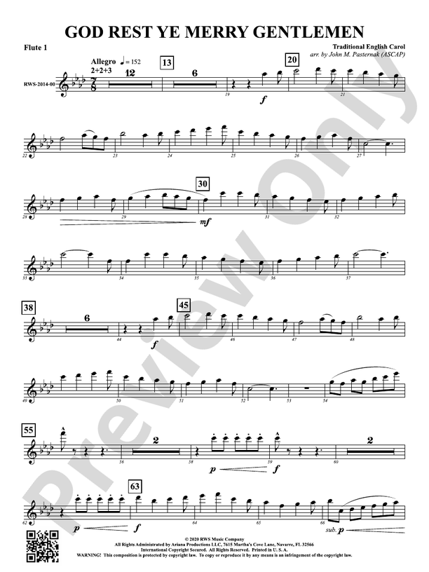 God Rest Ye Merry Gentlemen: 1st Flute: 1st Flute Part - Digital Sheet ...