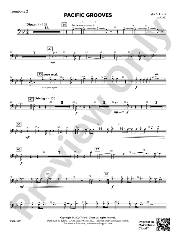 Pacific Grooves: 2nd Trombone: 2nd Trombone Part - Digital Sheet Music ...