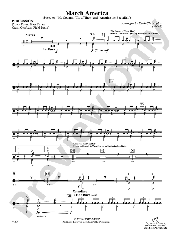 March America: 1st Percussion: 1st Percussion Part - Digital Sheet ...