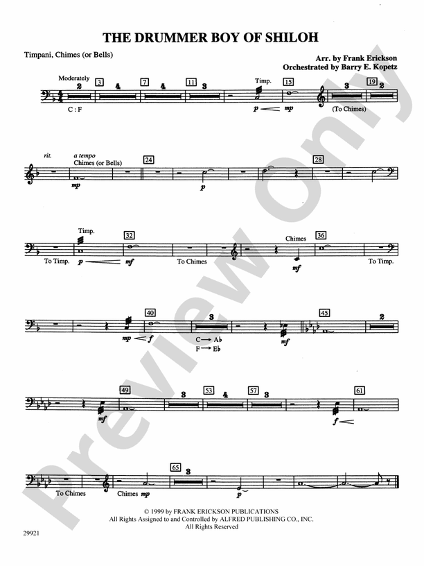 The Drummer Boy of Shiloh: Timpani: Timpani Part - Digital Sheet Music ...