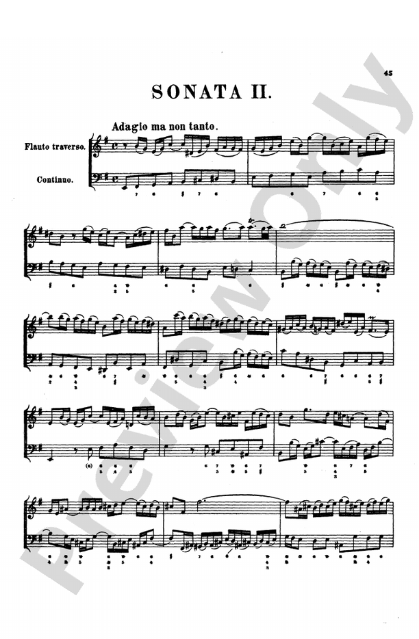 Bach: Various Works: Sonata No. 2, E Minor (flute and continuo) Part ...