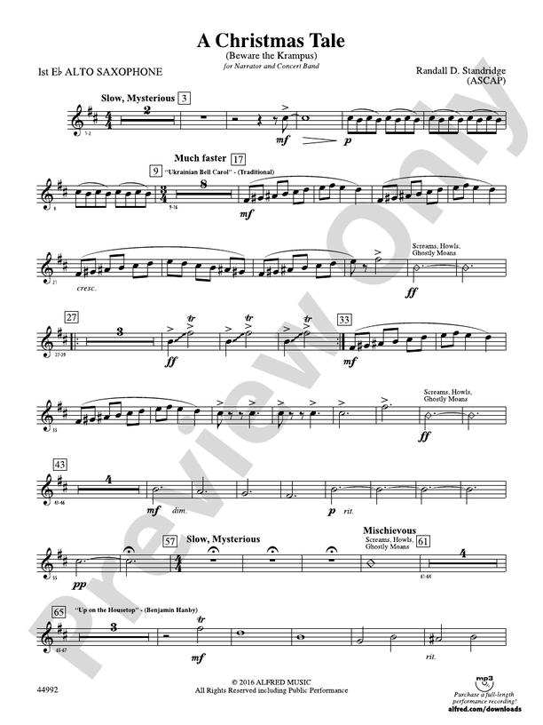 A Christmas Tale: E-flat Alto Saxophone: E-flat Alto Saxophone Part - Digital Sheet Music Download