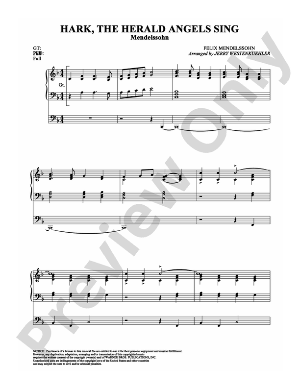 Hark, the Herald Angels Sing: Organ: Felix Mendelssohn - Digital Sheet ...