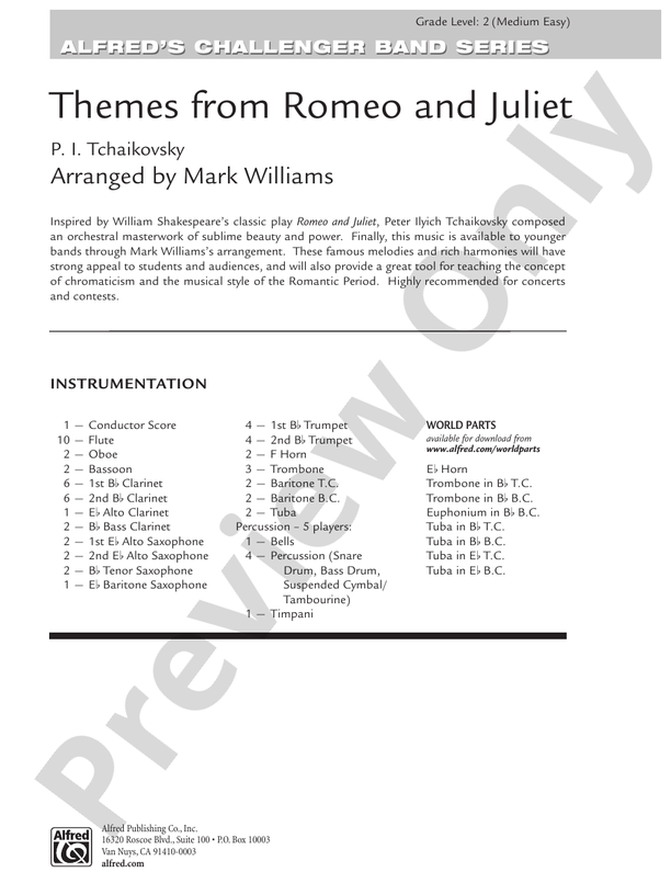 Romeo and Juliet, Themes from: Concert Band Conductor Score & Parts ...