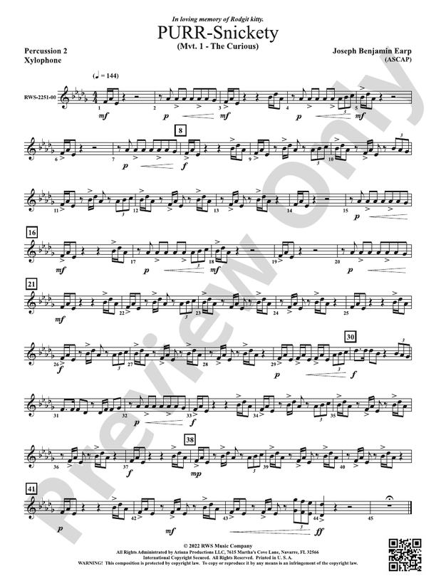 PURR-Snickety - Mvt 1. - The Curious: 2nd Percussion: 2nd Percussion ...