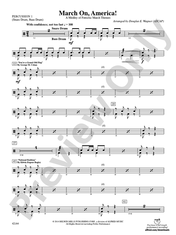 March On, America!: 1st Percussion: 1st Percussion Part - Digital Sheet ...