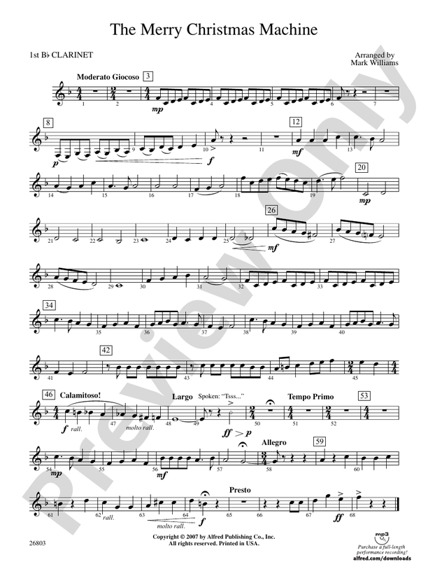The Merry Christmas Machine: 1st B-flat Clarinet: 1st B-flat Clarinet ...