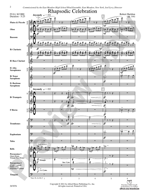 Rhapsodic Celebration: Score: Concert Band Score - Digital Sheet Music ...
