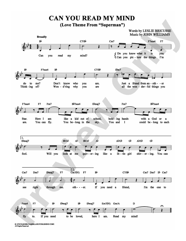 Can You Read My Mind?: Lead Sheet: John Williams - Digital Sheet Music ...