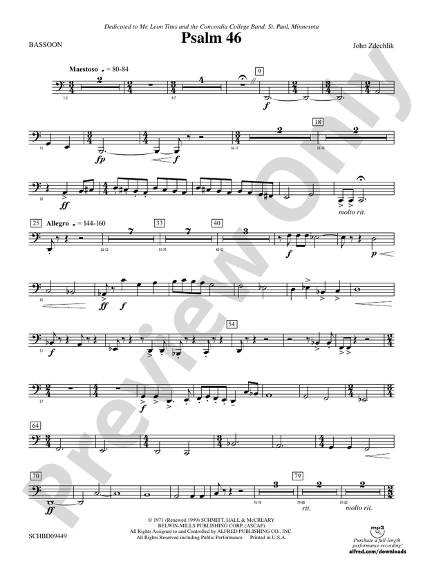 Psalm 46: Bassoon: Bassoon Part - Digital Sheet Music Download