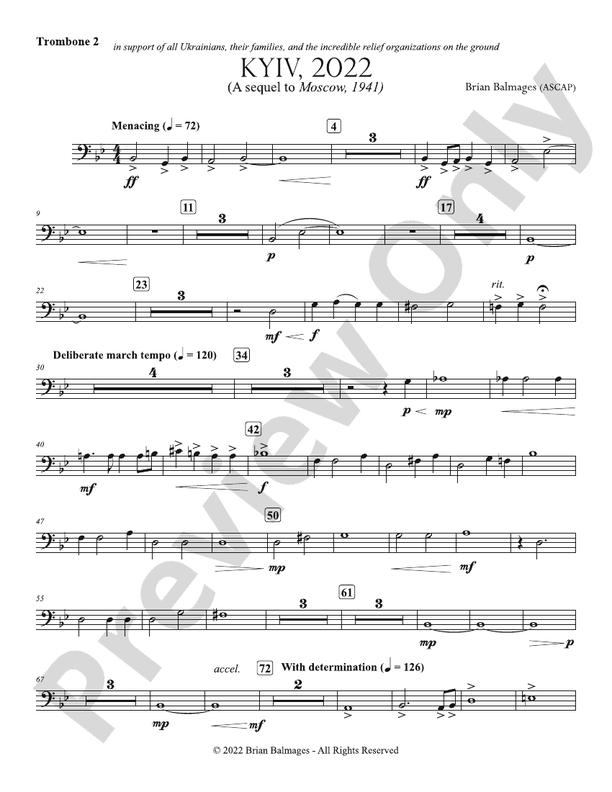 Kyiv, 2022: 2nd Trombone: 2nd Trombone Part - Digital Sheet Music Download