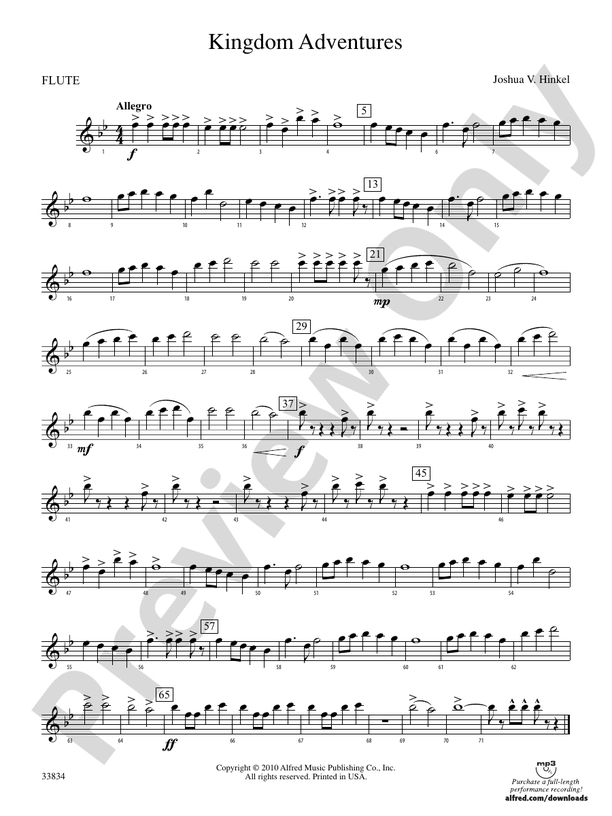 Kingdom Adventures: Flute: Flute Part - Digital Sheet Music Download