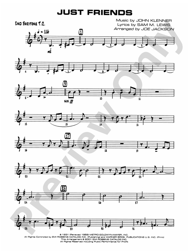 Just Friends: 2nd Baritone T.C.: 2nd Baritone T.C. Part - Digital Sheet Music Download
