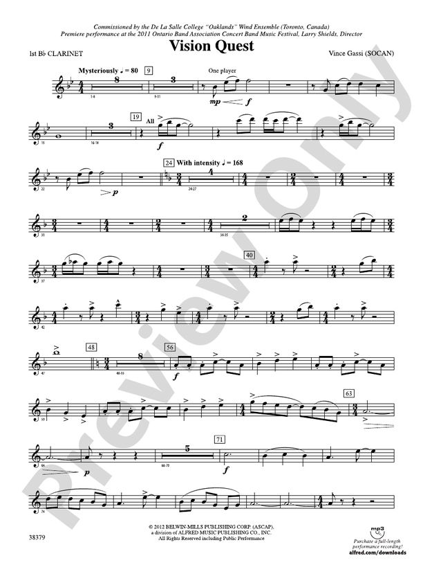 Vision Quest: 1st B-flat Clarinet: 1st B-flat Clarinet Part - Digital ...