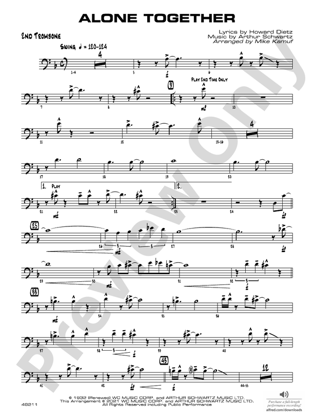 Alone Together: 2nd Trombone: 2nd Trombone Part - Digital Sheet Music Download