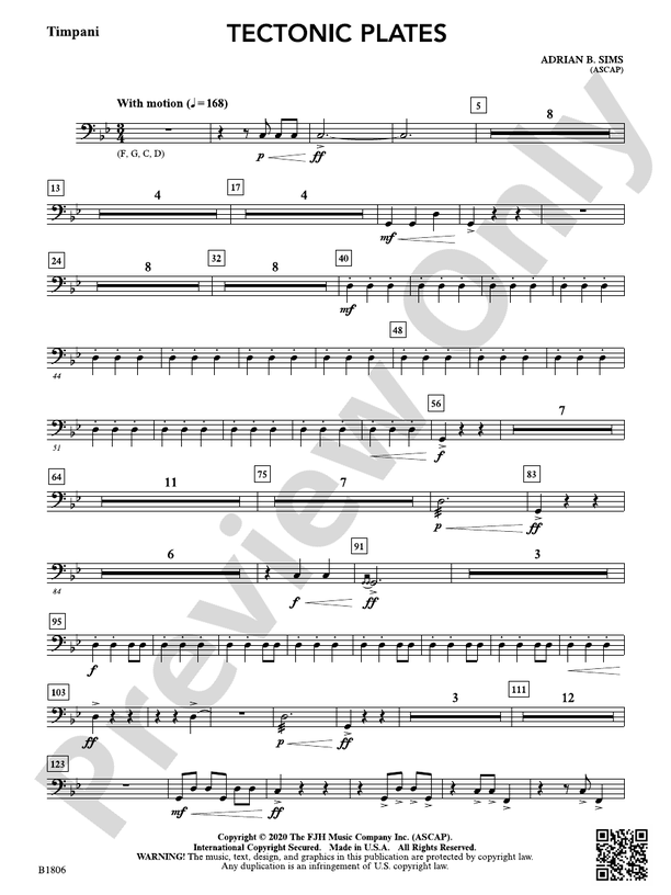 Tectonic Plates: Timpani: Timpani Part: Adrian B. Sims - Digital Sheet ...
