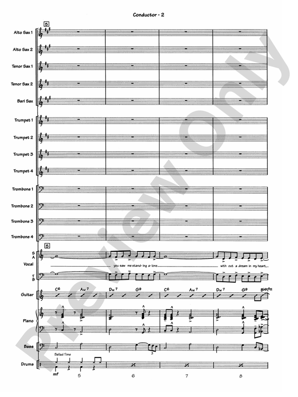 Blue Moon: Vocal Solo with Jazz Ensemble Conductor Score & Parts ...