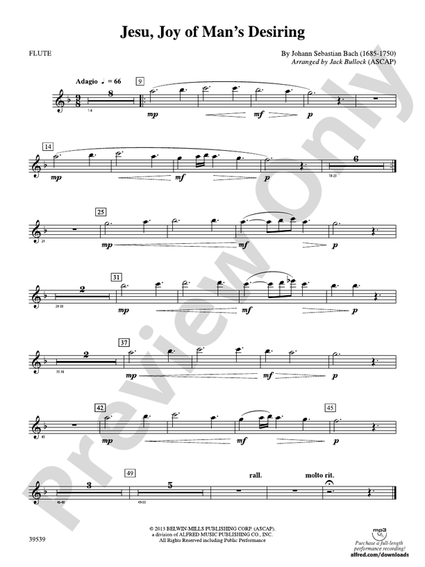 Jesu, Joy of Man's Desiring: Flute: Flute Part - Digital Sheet Music ...
