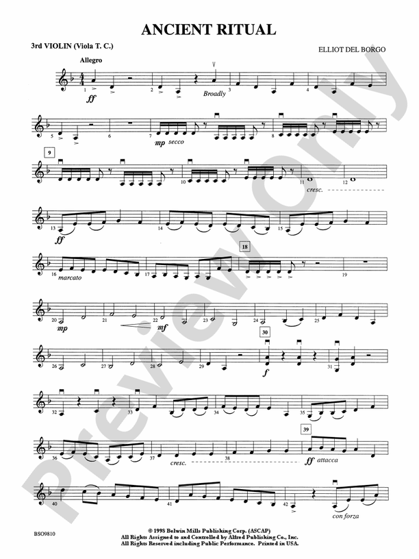Ancient Ritual: 3rd Violin (Viola [TC]): 3rd Violin (Viola [TC]) Part ...