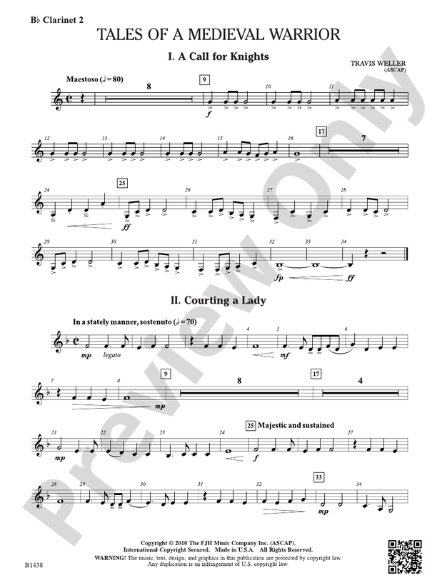 Tales of a Medieval Warrior: B-flat Clarinet 2: B-flat Clarinet 2 Part ...