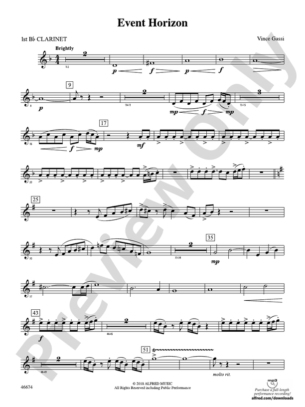 Event Horizon: 1st B-flat Clarinet: 1st B-flat Clarinet Part - Digital Sheet Music Download