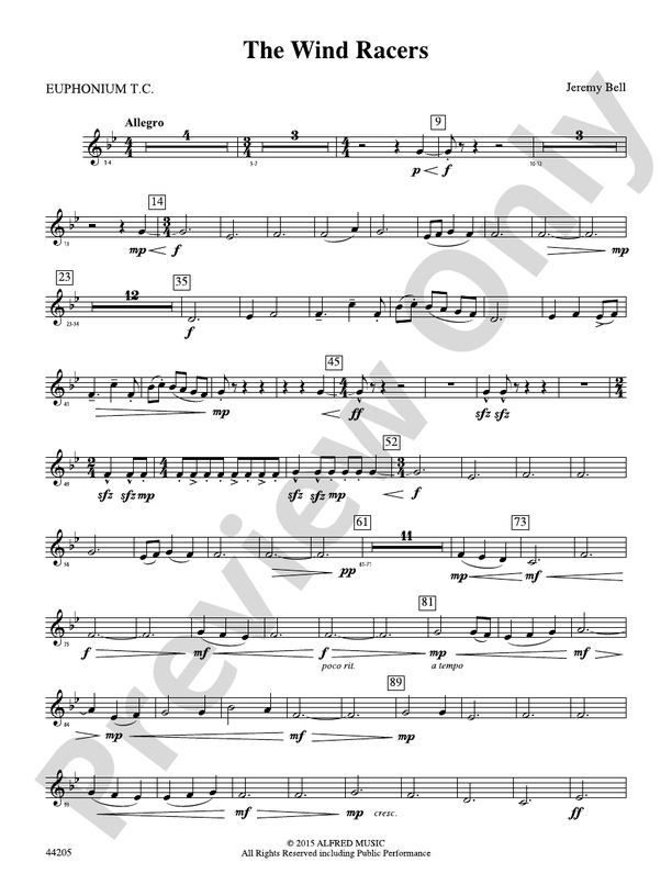 The Wind Racers: Baritone T.C.: Baritone T.C. Part - Digital Sheet ...